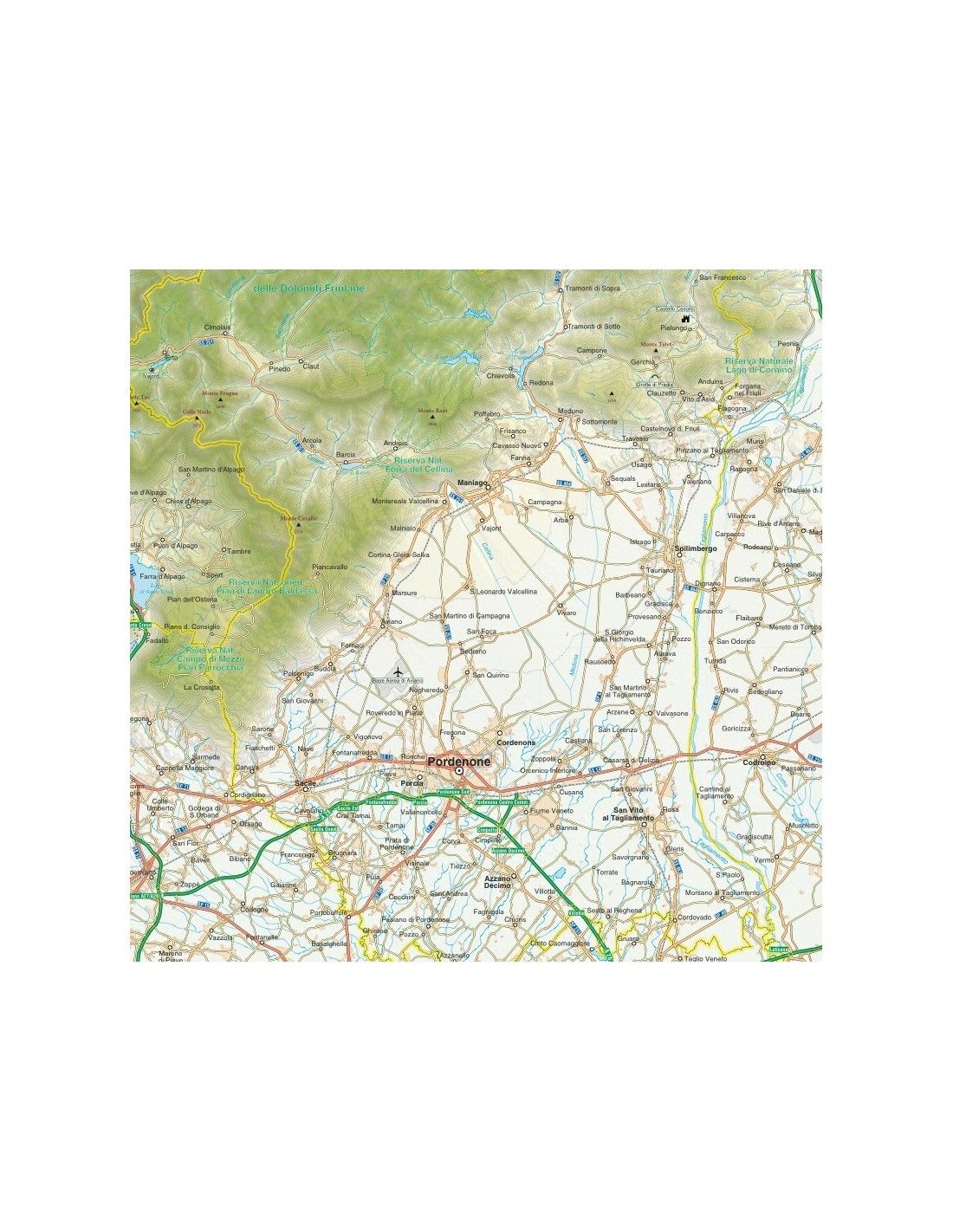 Mappa della provincia di Pordenone jpg scala 1:200.000